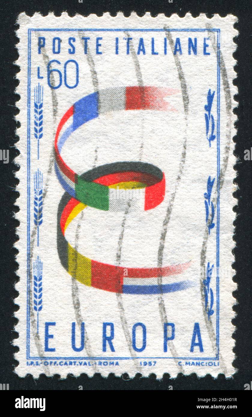 ITALY - CIRCA 1957: stamp printed by Italy, shows Flags in Original ...