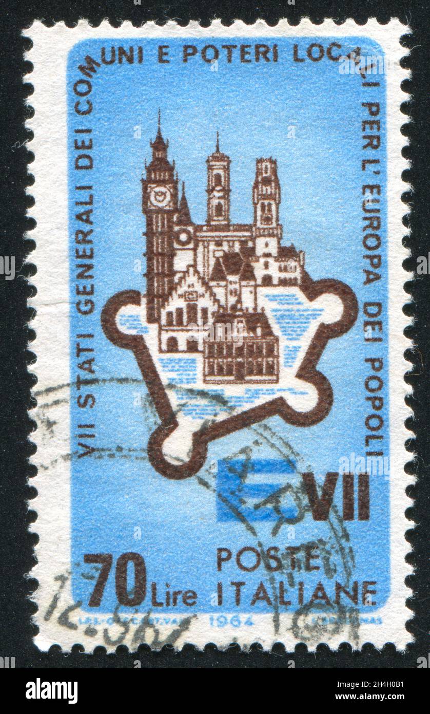 ITALY - CIRCA 1964: stamp printed by Italy, shows Walled City, circa ...