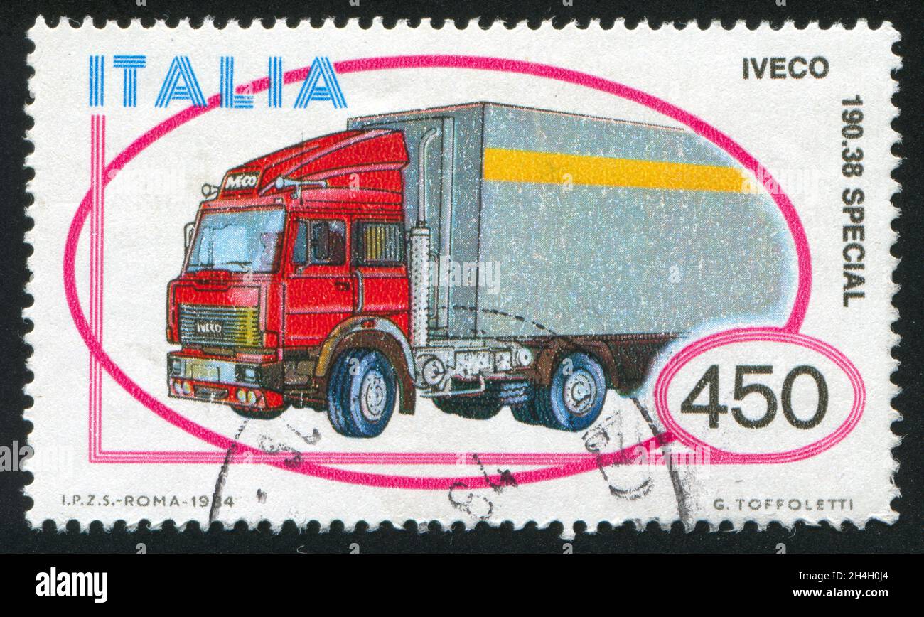 ITALY - CIRCA 1984: stamp printed by Italy, shows Iveco truck, circa ...