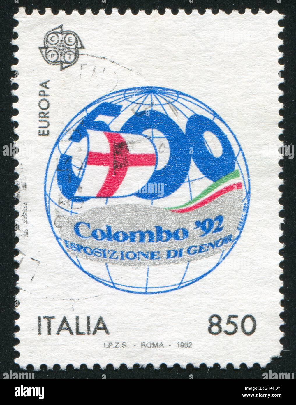 ITALY - CIRCA 1992: stamp printed by Italy, shows Globe and exhibition ...