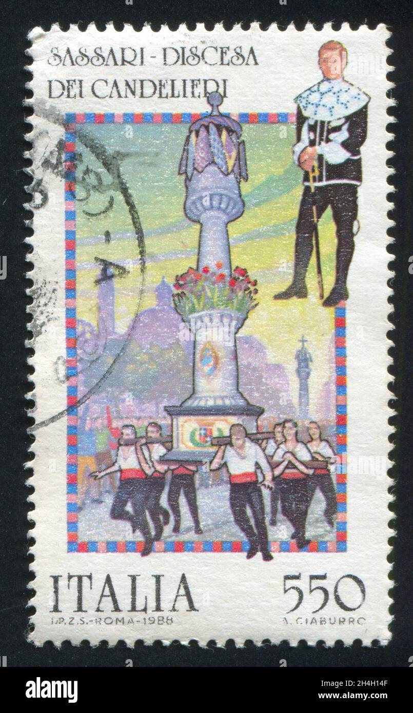 ITALY - CIRCA 1988: stamp printed by Italy, shows Discesa Dei ...
