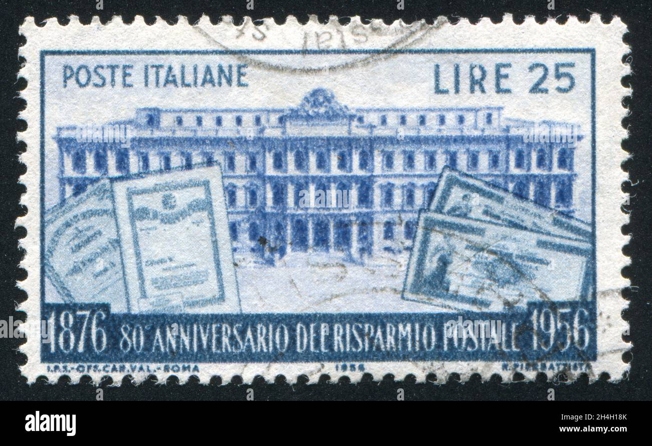 ITALY - CIRCA 1956: stamp printed by Italy, shows Postal Savings Bank ...