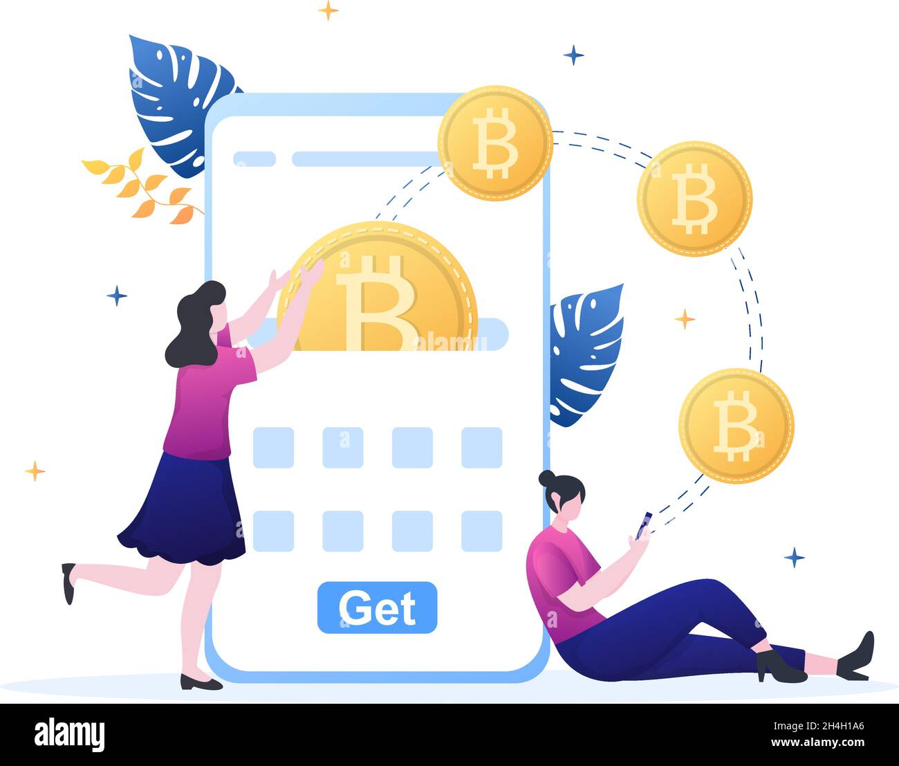 Cryptocurrency wallet app on mobile of blockchain technology Stock ...