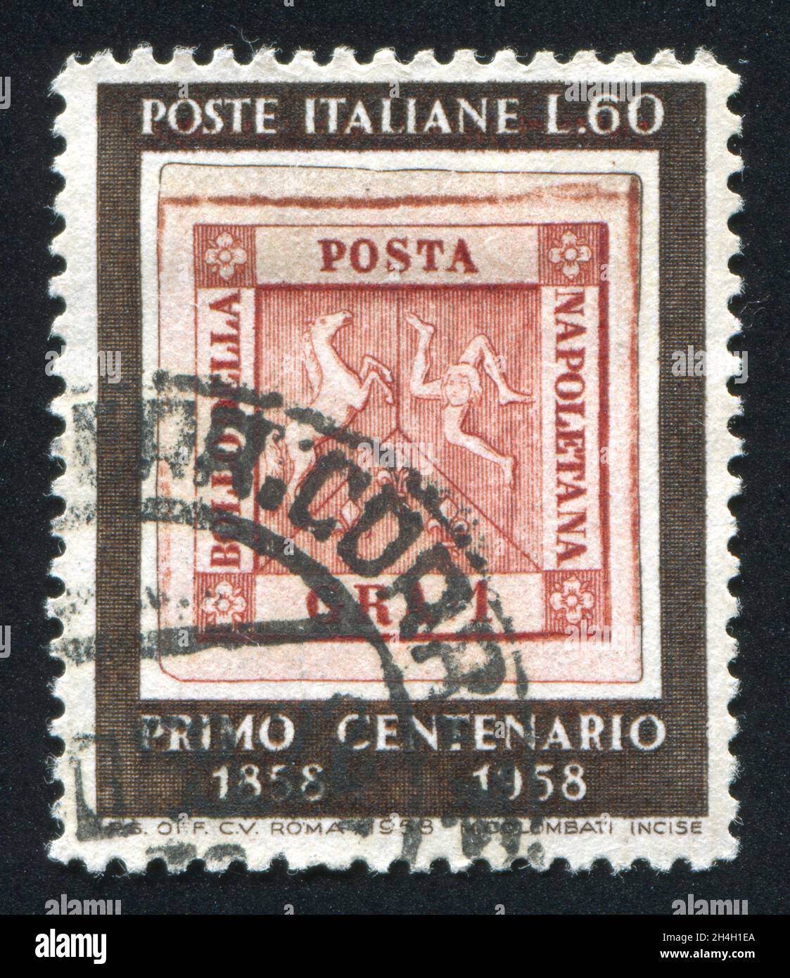 ITALY - CIRCA 1958: stamp printed by Italy, shows Stamp of Naples ...