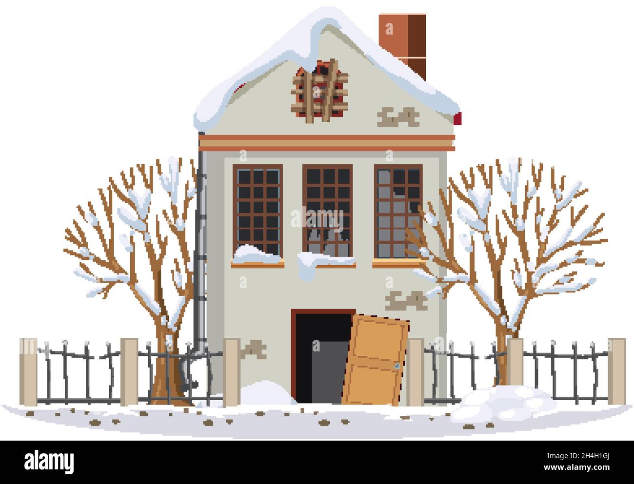 Abandoned house on white background illustration Stock Vector Image ...