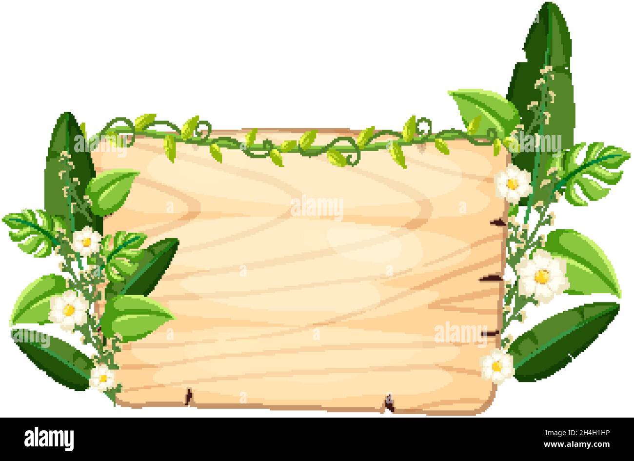 Simple plants and leaves frame banner illustration Stock Vector Image ...