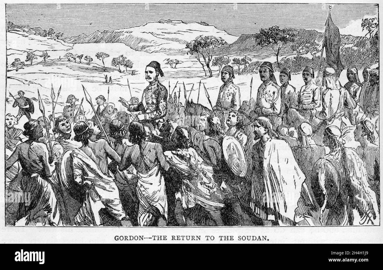 Engraving of Major-General Charles George Gordon (1833 –1885), on his ...