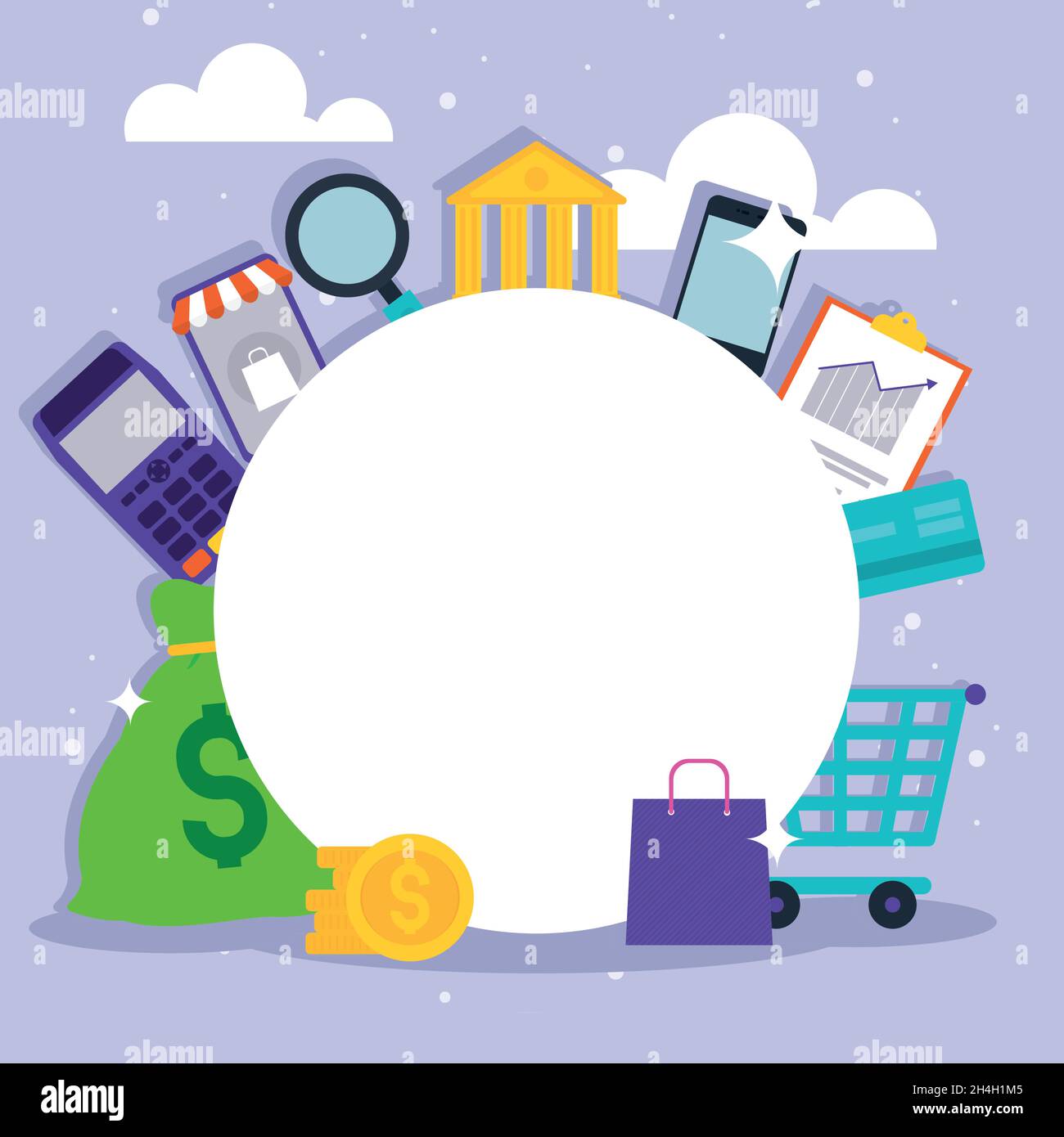 cute online finance illustration with items Stock Vector Image & Art ...