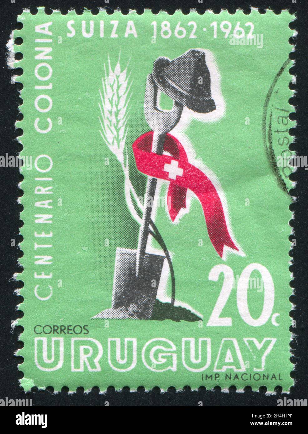 URUGUAY - CIRCA 1962: stamp printed by Uruguay, shows Spade, Grain ...