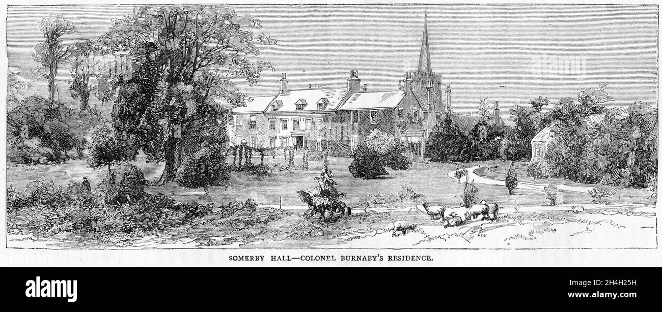 Engraving of the home in Somerby, England, of Colonel Frederick ...
