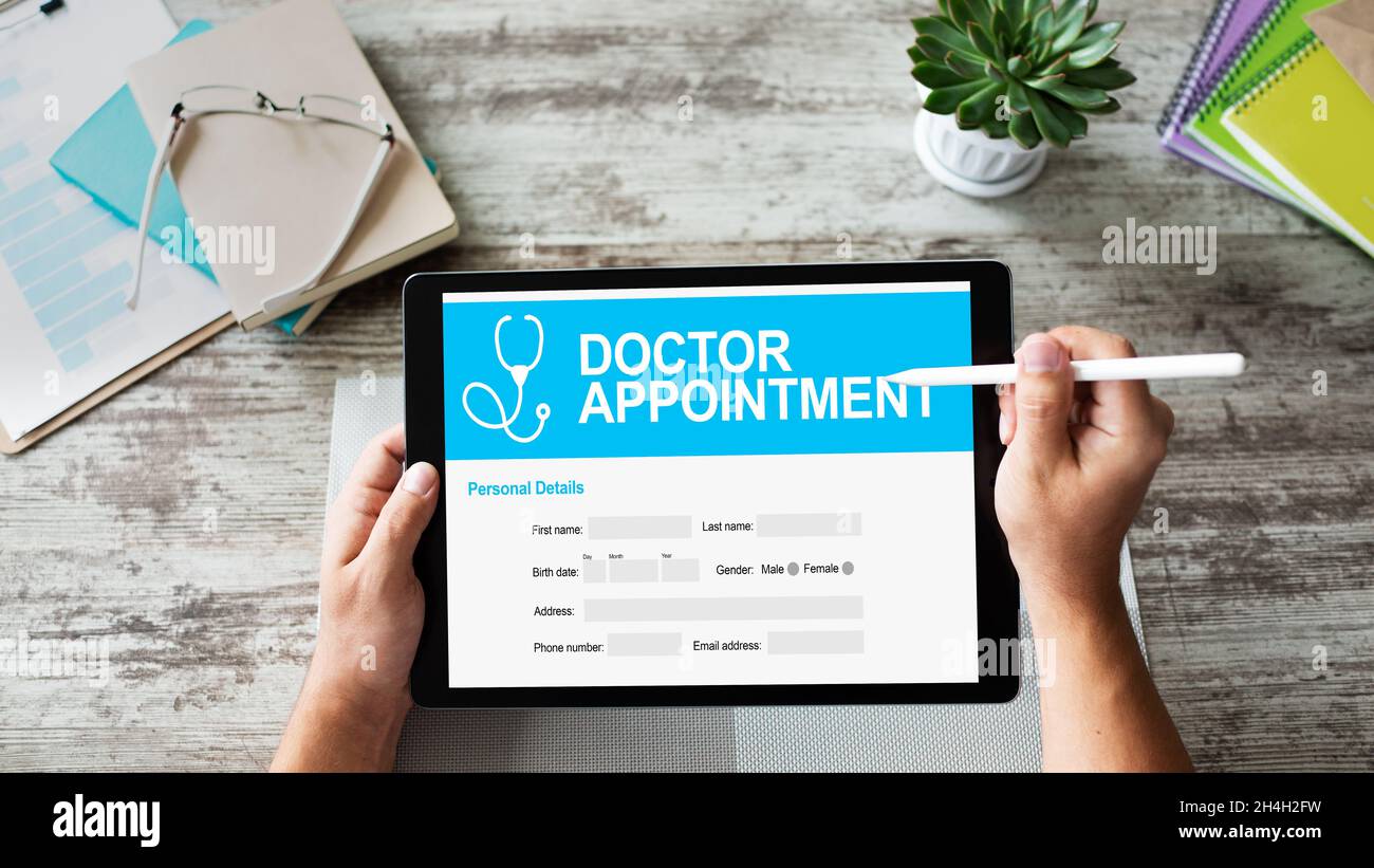 Doctor appointment online on screen. Medical and health care concept ...
