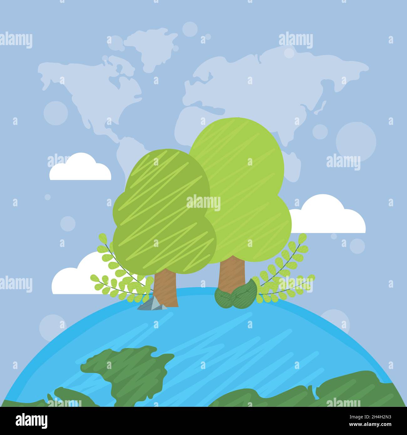 cute tree poster and world Stock Vector Image & Art - Alamy