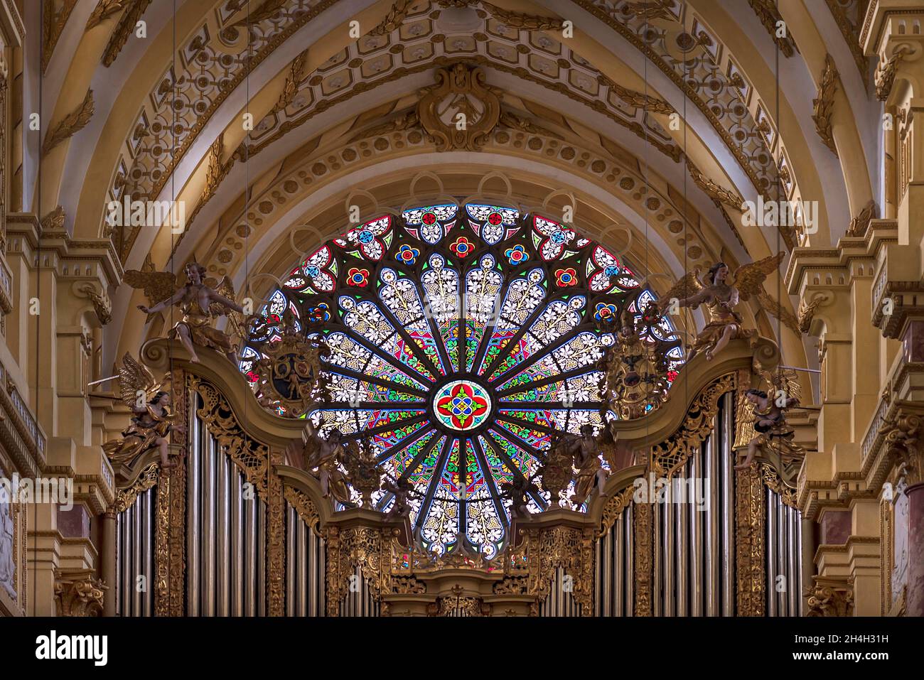 Gothic rosette above the organ, former Ebrach Abbey Church, Upper ...