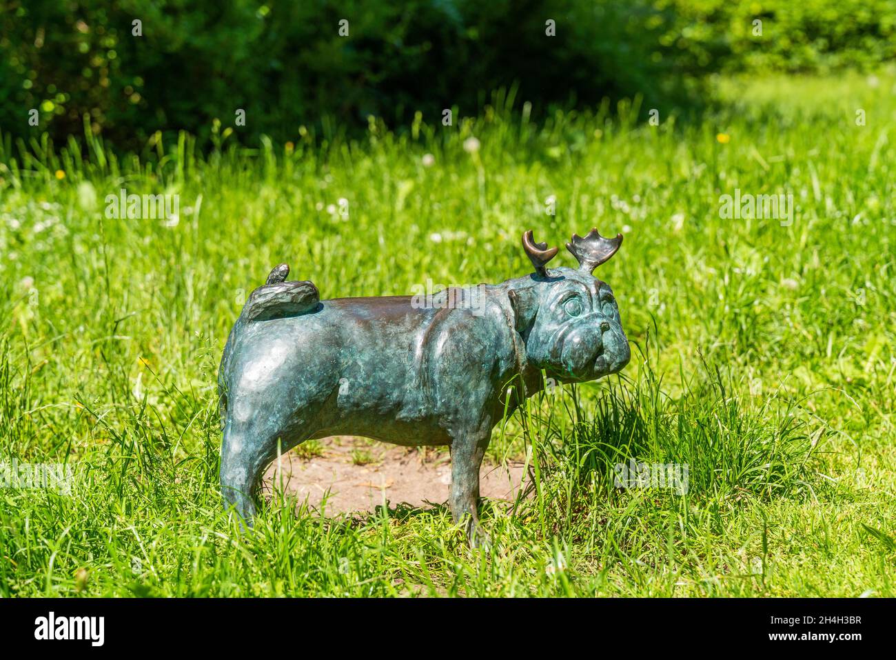 Bronze figure Waldmops in honour of the humourist Vicco von Buelow ...