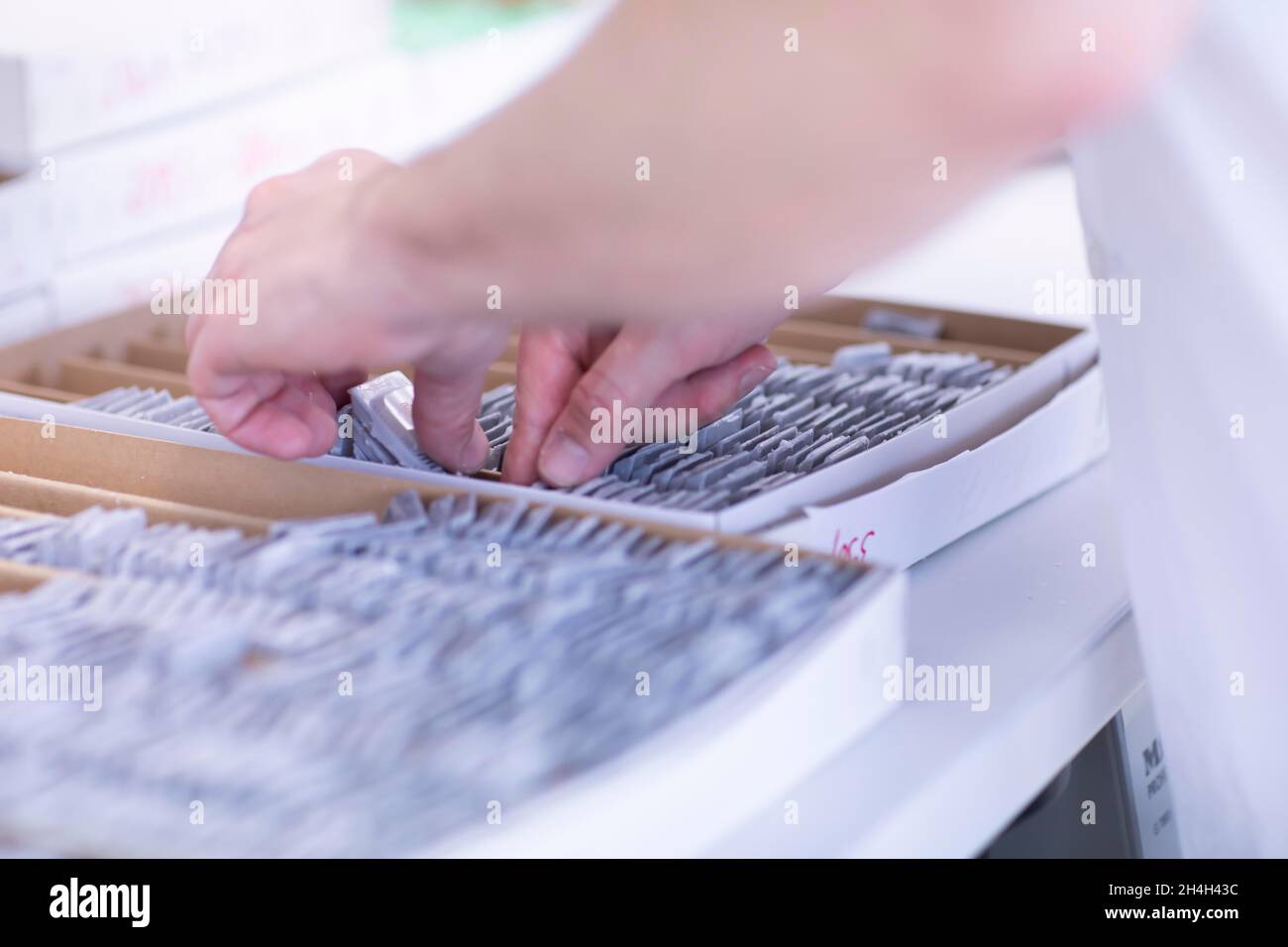 Sample storage and sorting in a histology laboratory, Freiburg, Baden ...