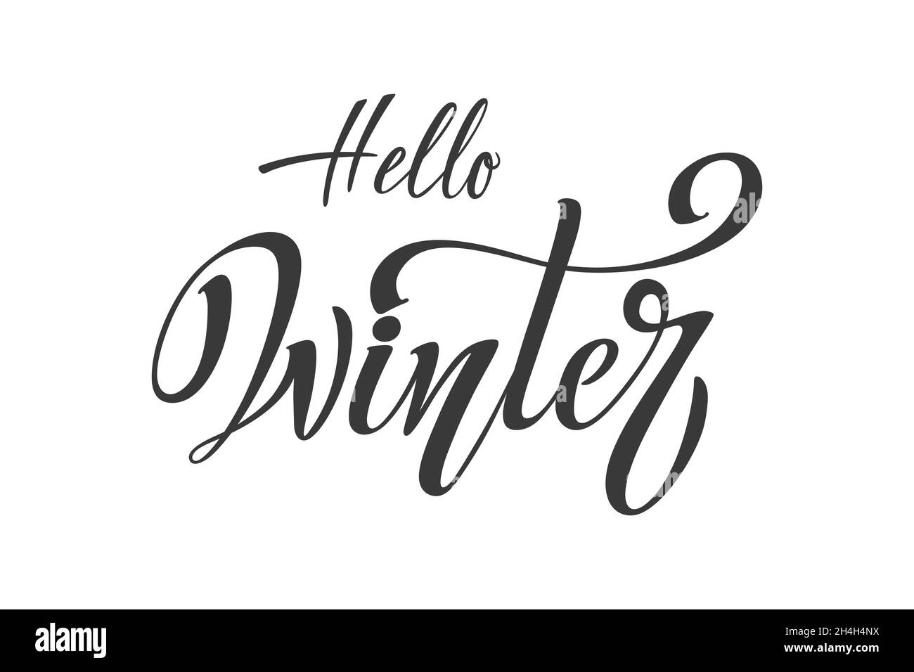 Hello winter hand lettering calligraphy. Vector holiday illustration ...