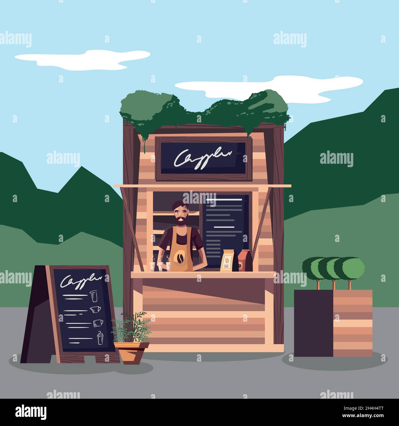 nice coffee shop design with items Stock Vector Image & Art - Alamy