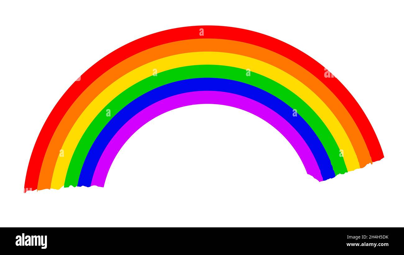A solid color rainbow arch cartoon style over a white backround Stock ...