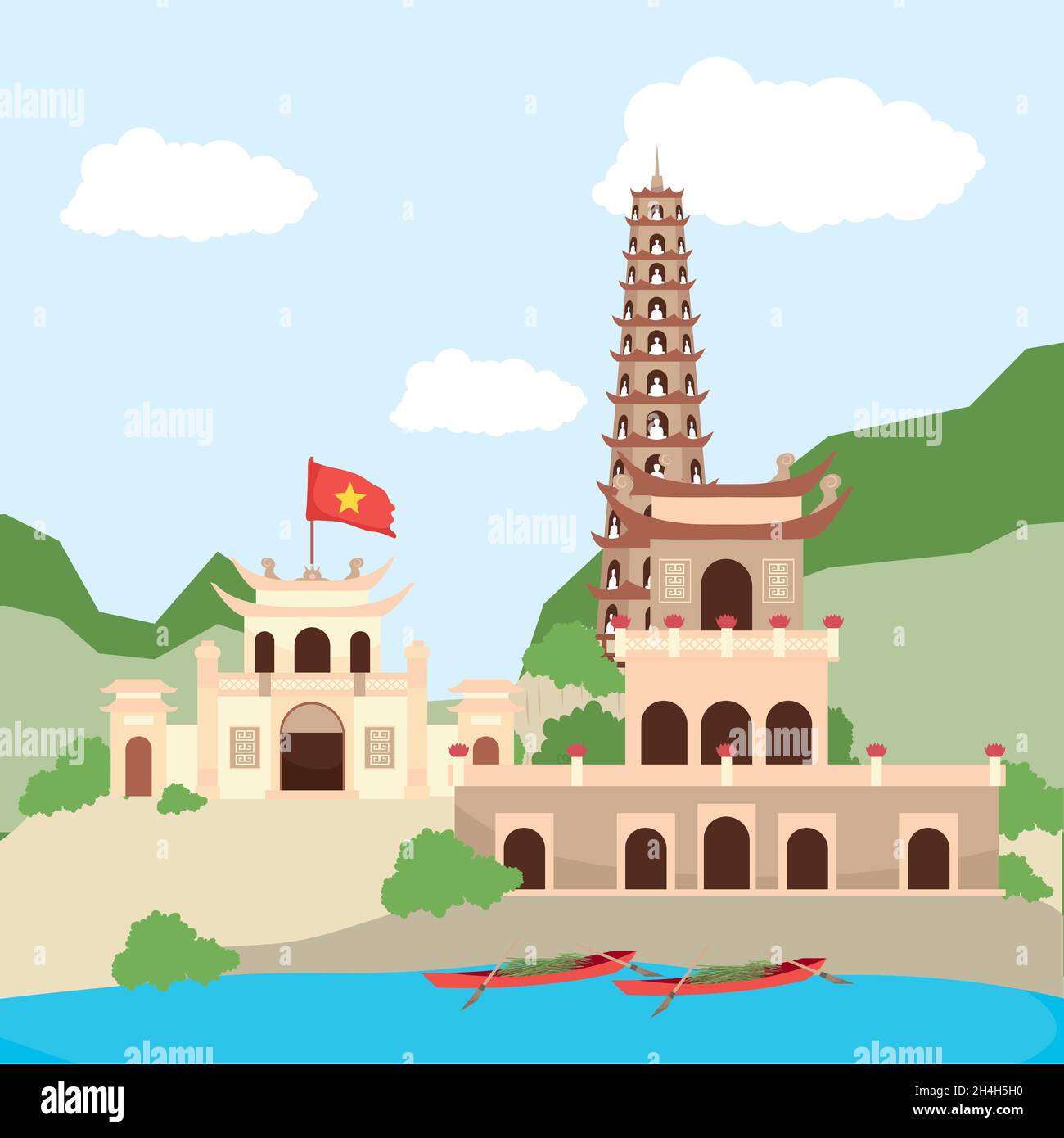 Vietnamese boat building Stock Vector Images - Alamy