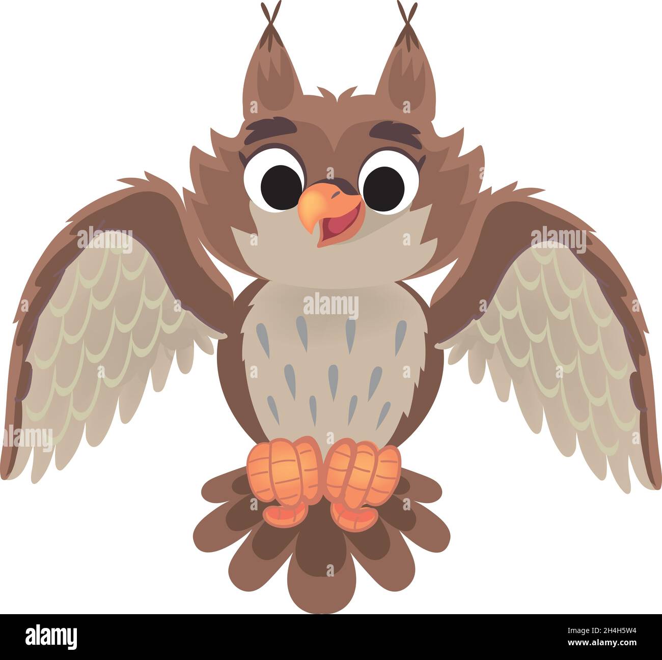 owl with outstretched wings smiles friendly at us Stock Photo - Alamy