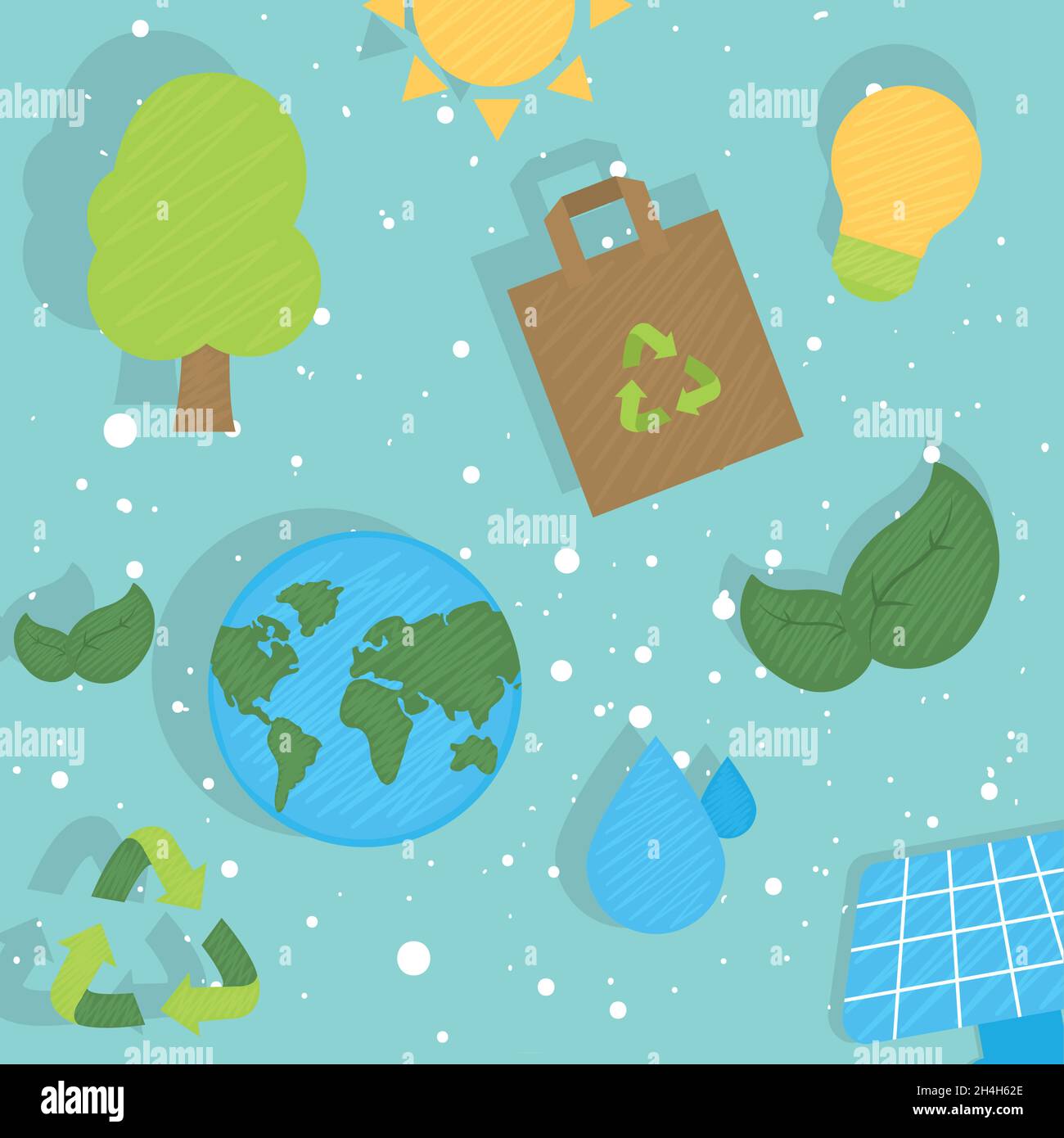 cute recycle pattern and sustainable items Stock Vector Image & Art - Alamy