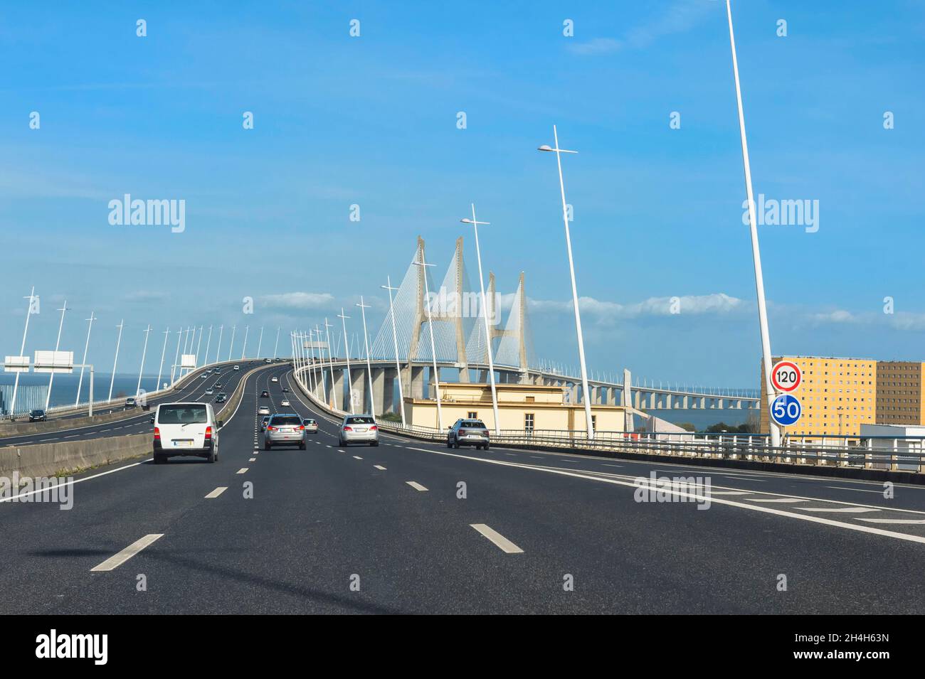 Ponte Vasco de Gama, Vasco de Gama Bridge, Lisbon, Portugal Stock Photo ...