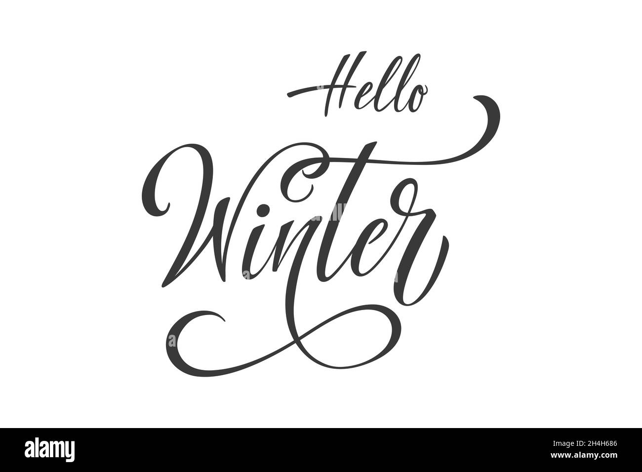 Hello winter hand lettering calligraphy. Vector holiday illustration ...