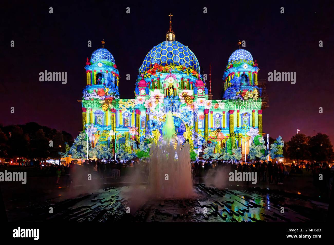 Berlin Cathedral during the Festival of Lights, Unesco World Heritage ...