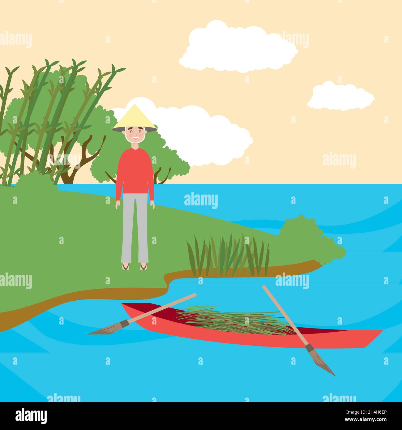 cute vietnamese design and boat Stock Vector Image & Art - Alamy