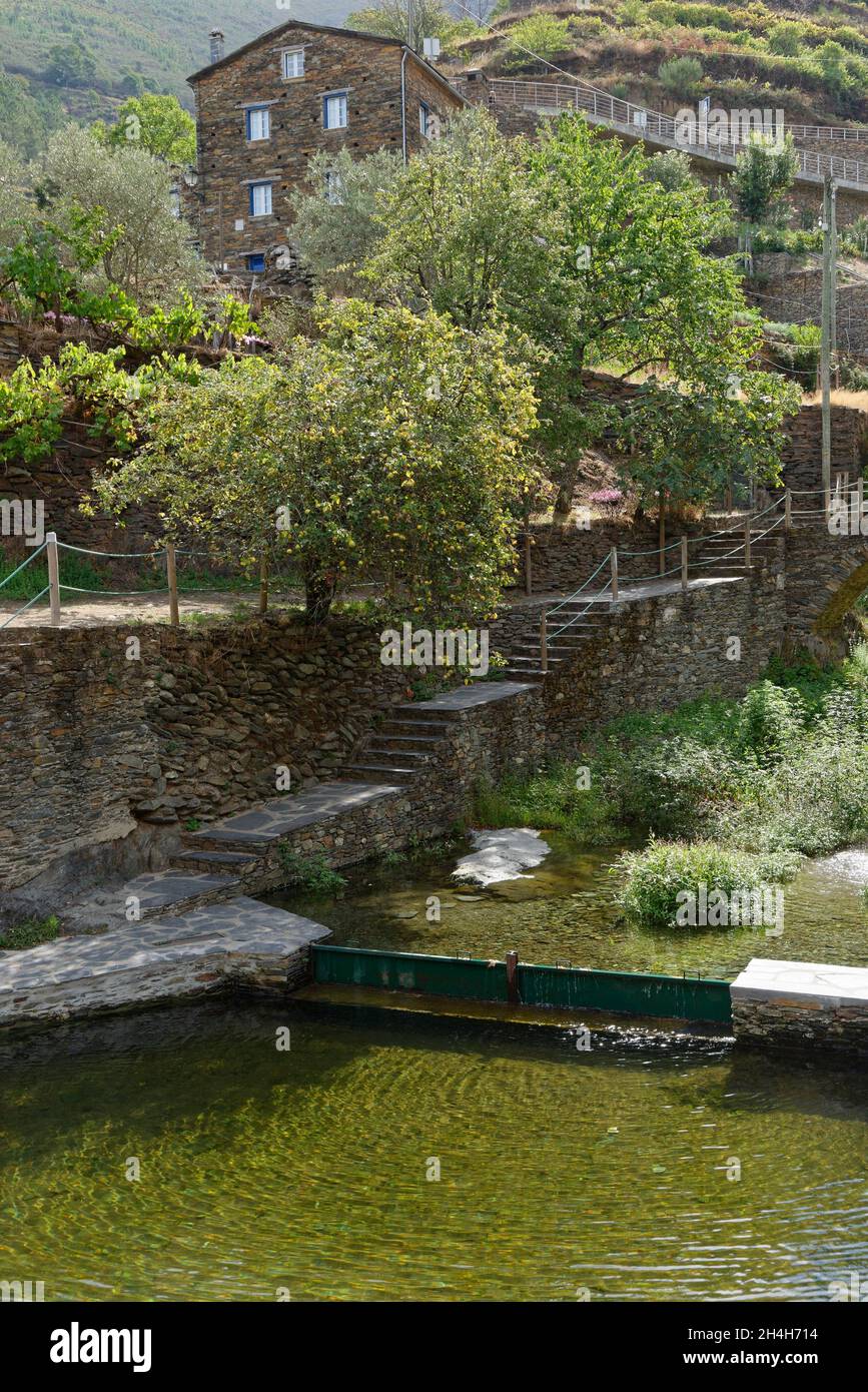 Slate village of Piadao, Serra da Estrela, Centro district, Portugal ...