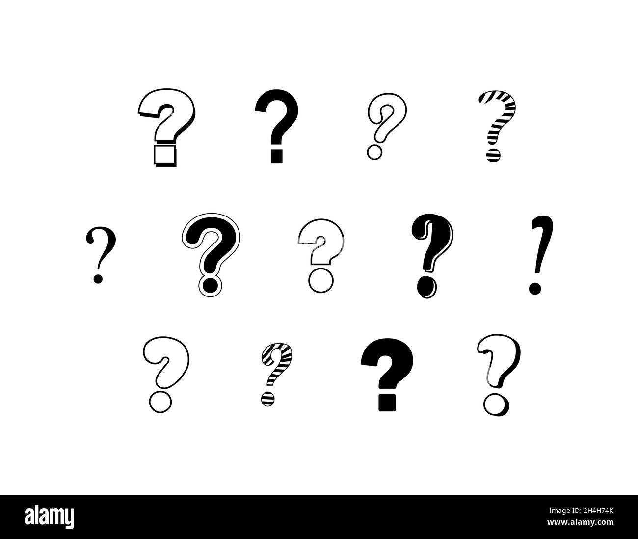 large collection of question marks. question points are hand drawn and ...