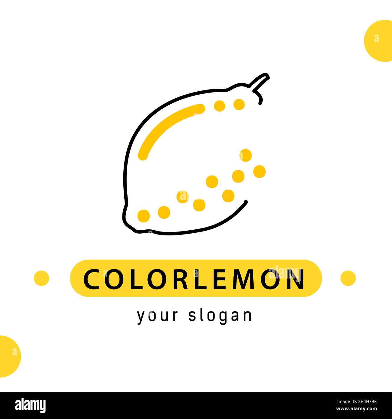 yellow lemon in abstract line style. Logo of company healthy food Stock ...