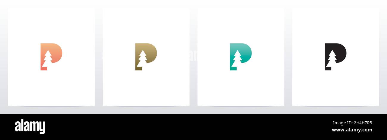 Pine Tree On Letter Logo Design P Stock Vector Image & Art - Alamy