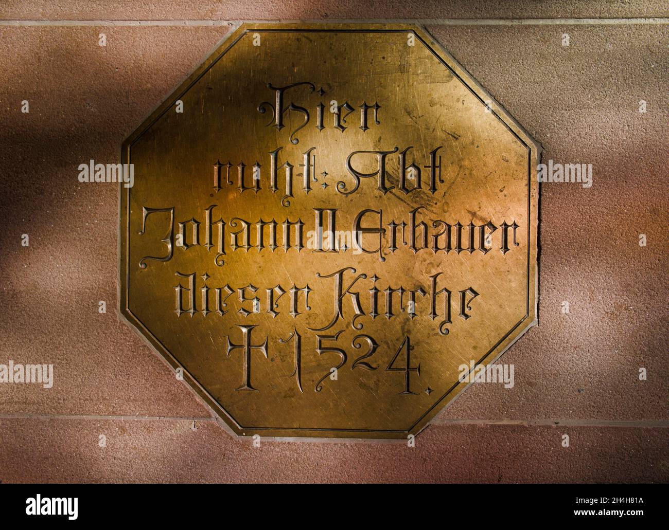 Gilded tomb inscription, memorial slab for Johann II, builder of the ...