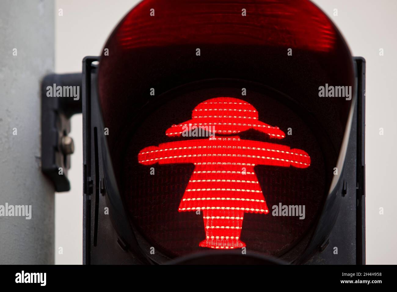 Pedestrian traffic light with red traffic light woman, Reykjavik ...