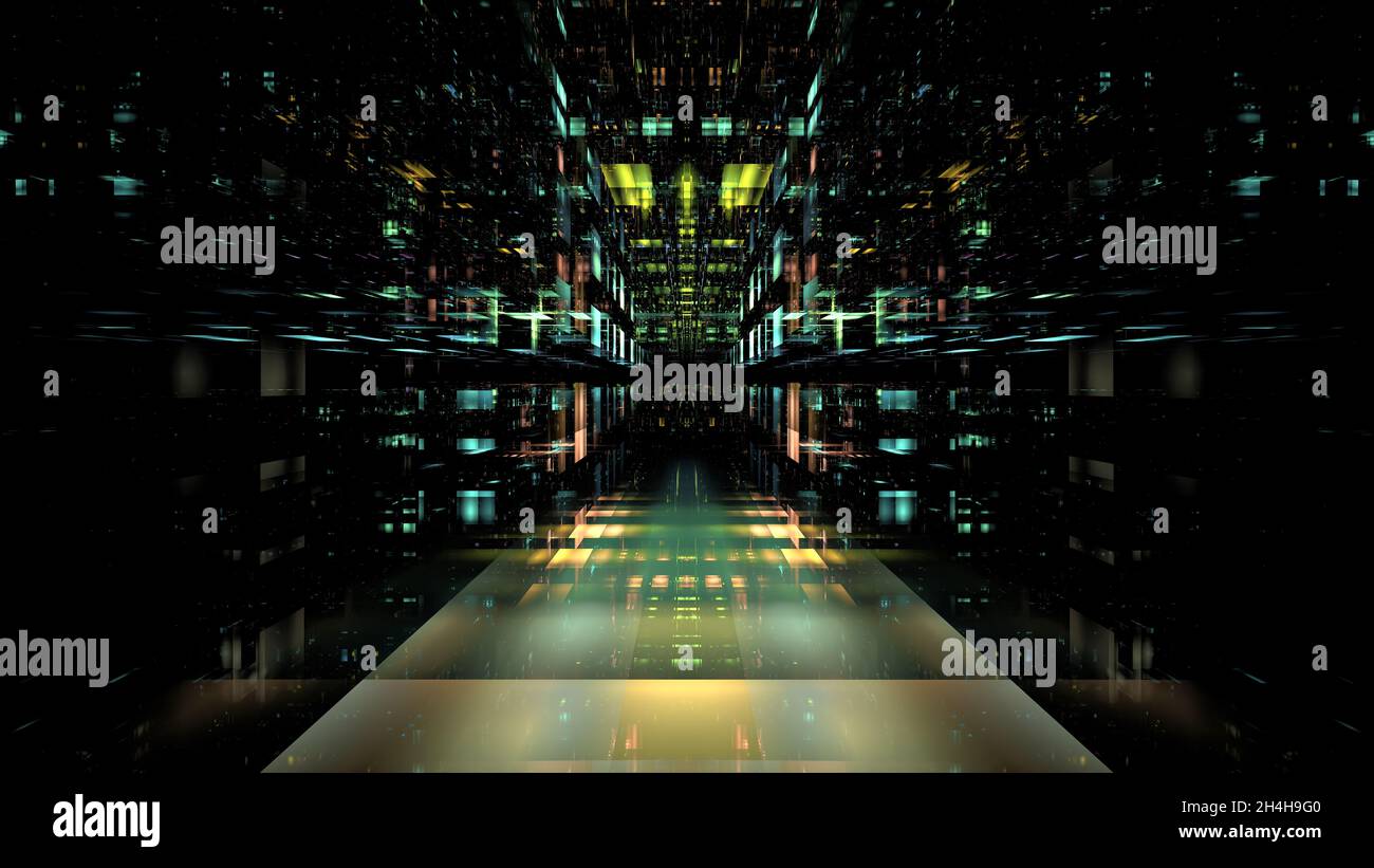 Hi tech digital interior Abstract data center server, business ...
