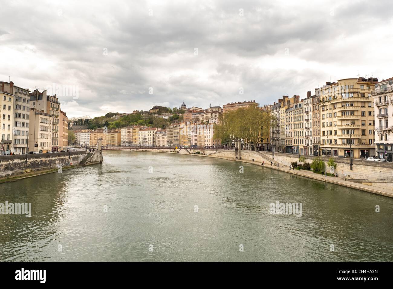 Lyon, France. April 7, 2019. Saone River in Lyon in spring France Stock ...