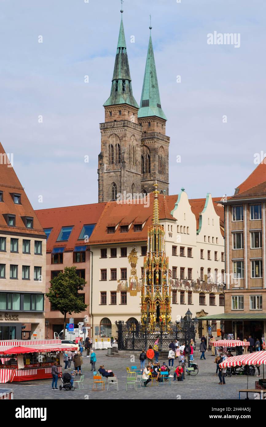 Main Market Square with Beautiful Fountain and Sebaldus Church ...