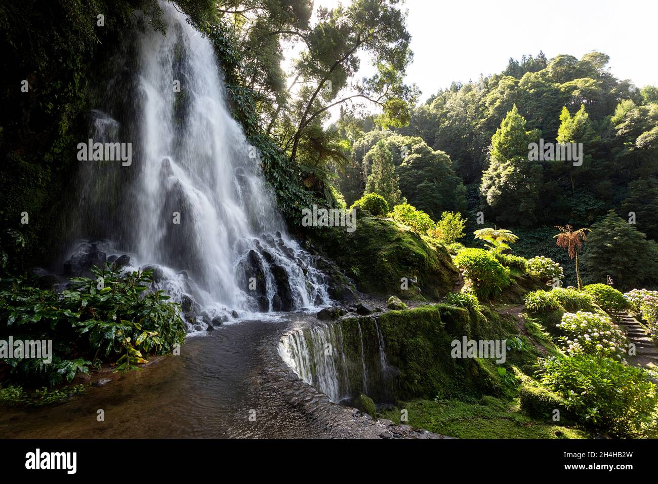 Ribeira dos Caldeirões waterfall on a Sao Miguel island on Azores ...