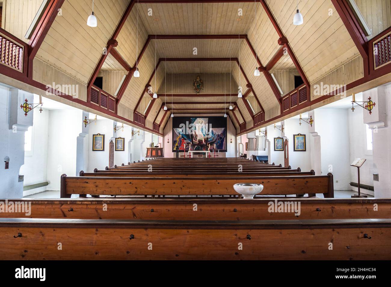 Interior of former Garrison Church Of St Barbara in Munich, Germany. It ...