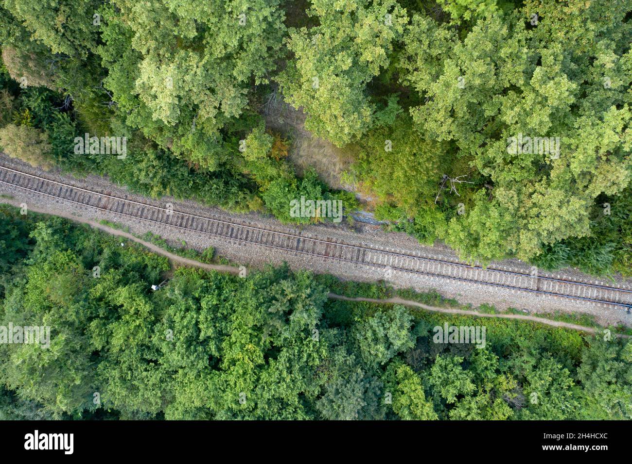 Rail track train locomotive bridge railway station aerial hi-res stock ...