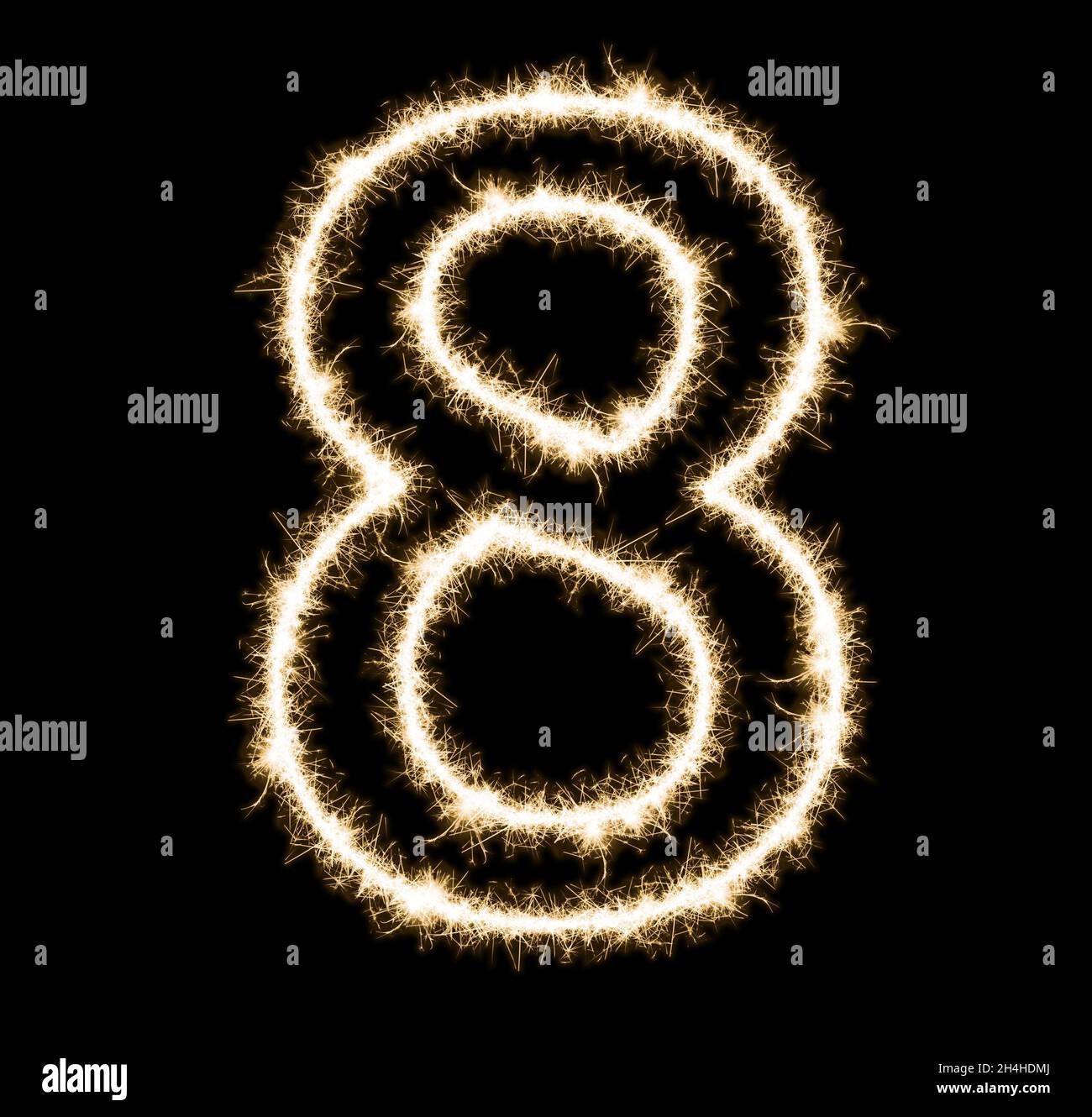 Number 8 - Made out of sparkles, isolated on black Stock Photo - Alamy