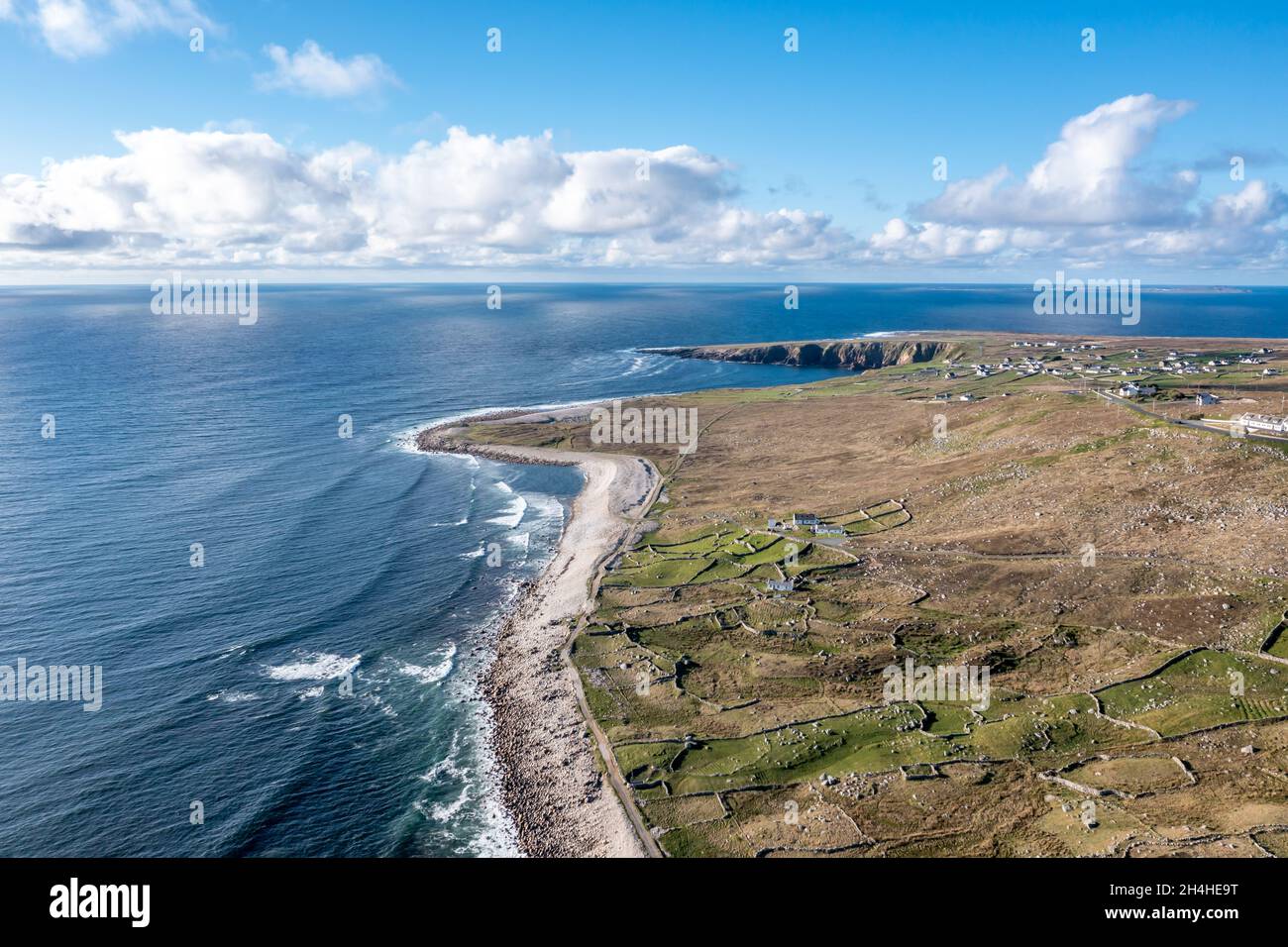 Aerial view of the beautiful coastline of Gweedore: Bloody Foreland and ...