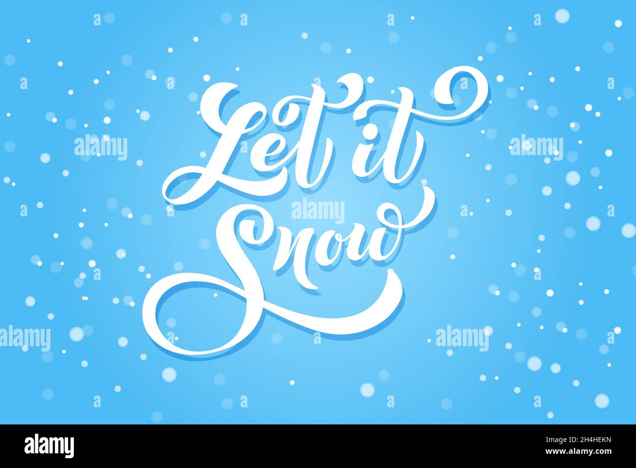 Let it snow hand lettering calligraphy. Winter greeting. Vector holiday ...