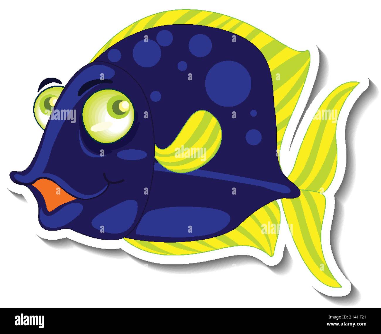 Cute fish sea animal cartoon sticker illustration Stock Vector Image ...