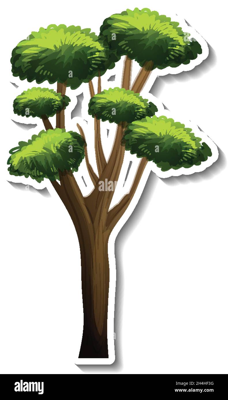 Tree sticker isolated on white background illustration Stock Vector ...