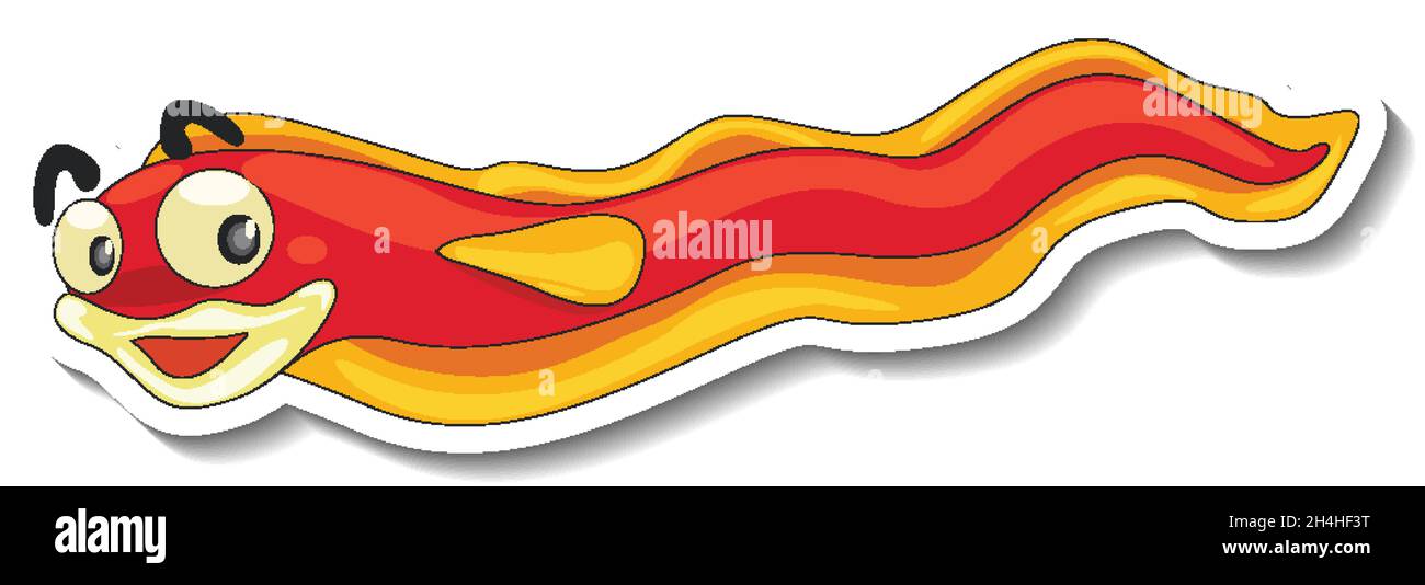 Cute eel fish sea animal cartoon sticker illustration Stock Vector ...