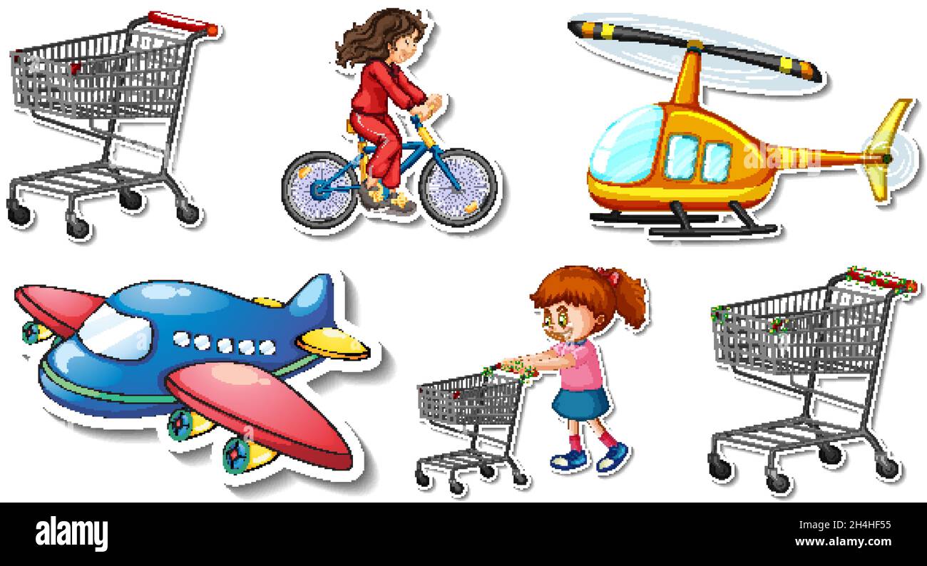 Random stickers with transportable vehicle objects illustration Stock ...