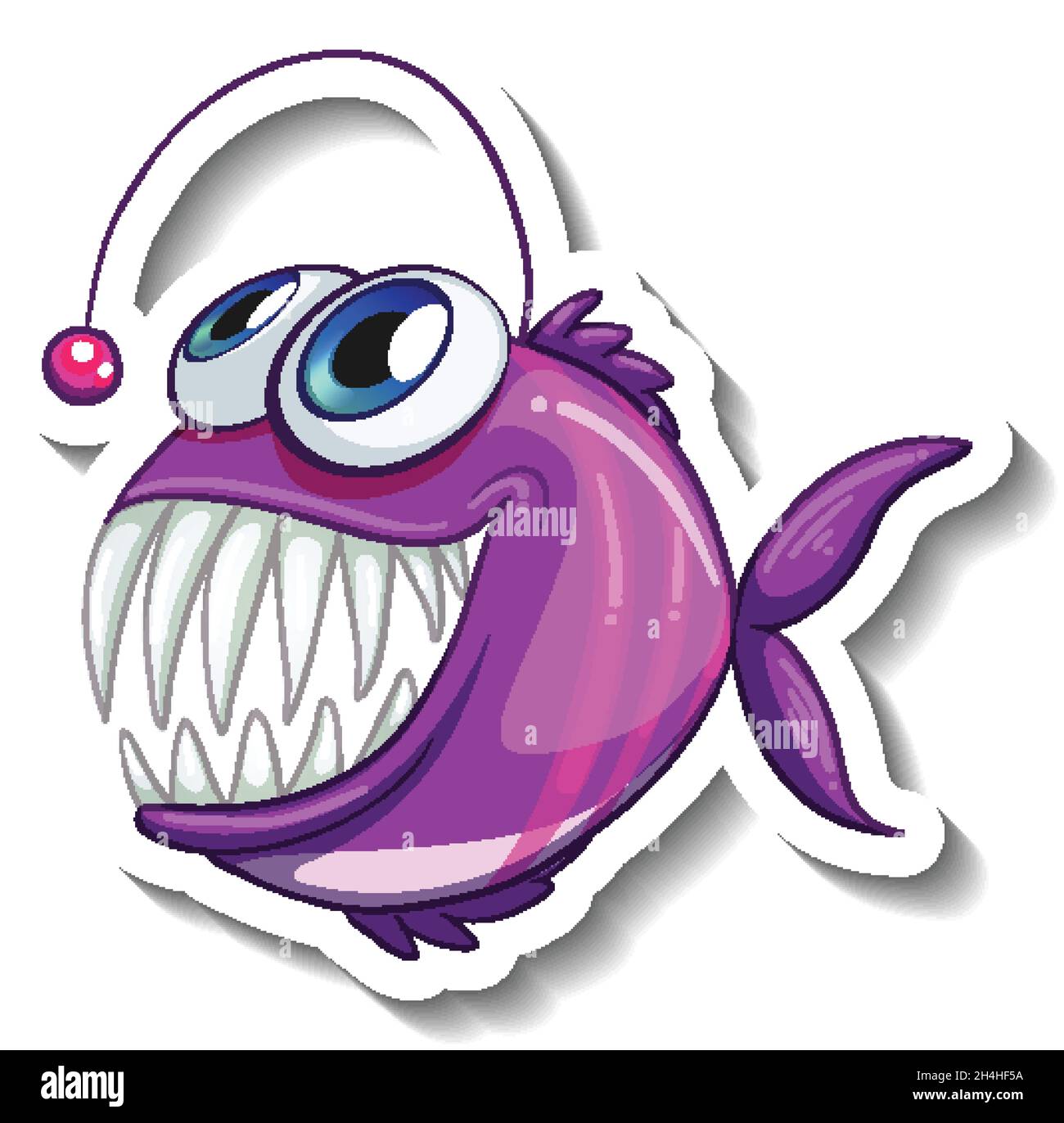 Anglerfish fish cartoon sticker illustration Stock Vector Image & Art ...