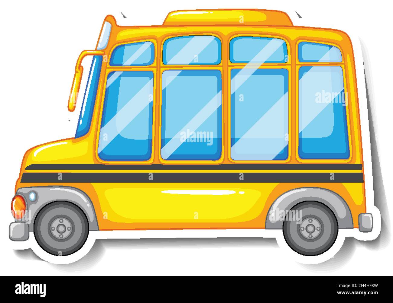 School bus cartoon sticker on white background illustration Stock ...